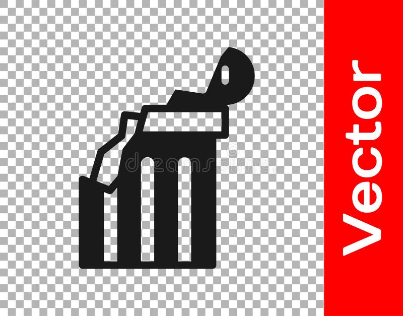 Black Broken Ancient Column Icon Isolated on Transparent Background ...