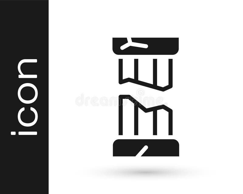 Black Broken Ancient Column Icon Isolated on White Background. Vector ...