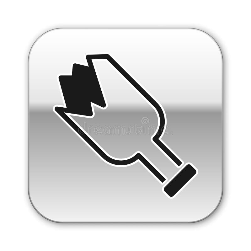 Black Broken Bottle As Weapon Icon Isolated on White Background. Silver ...