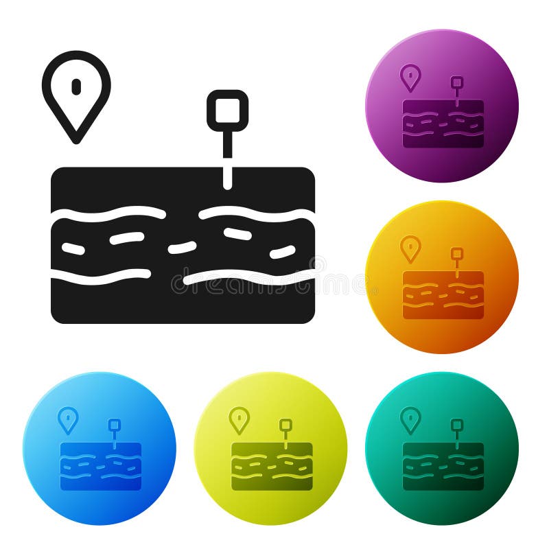 Black Broken Road Icon Isolated on White Background. Set Icons in Color ...