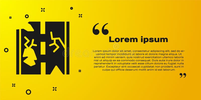 Black Broken Road Icon Isolated on Yellow Background. Vector Stock ...