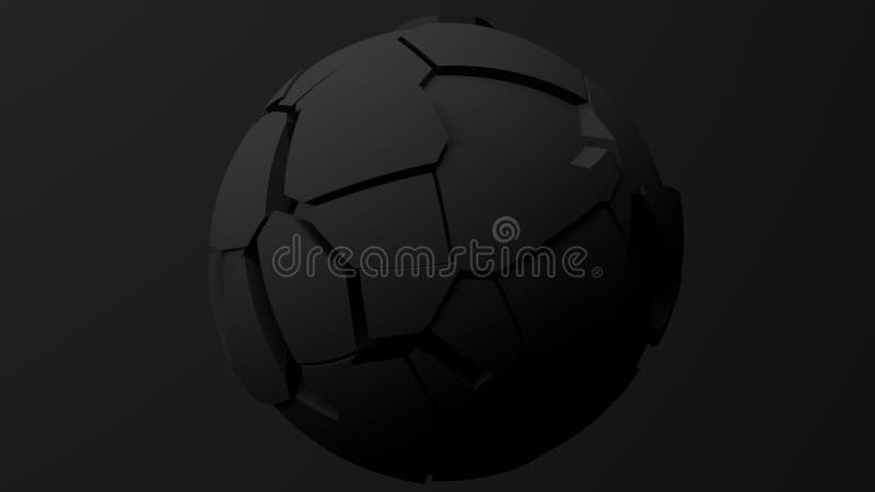 Black Broken Sphere, Black Background. Abstract Monochrome Illustration ...