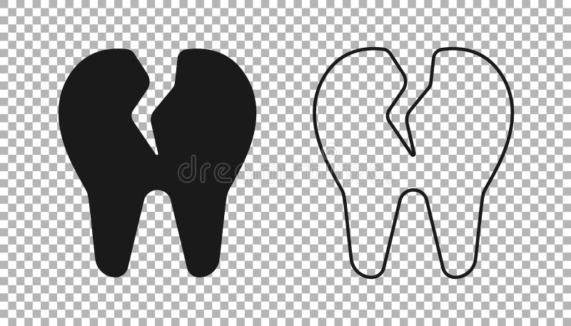 Black Broken Tooth Icon Isolated on Transparent Background. Dental ...