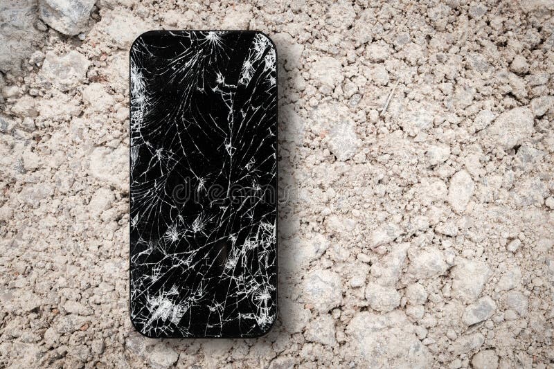 Black Broken Touch Screen Phone Stock Image - Image of black, accident ...