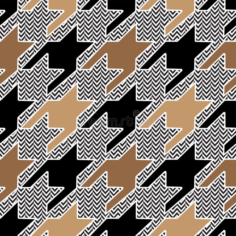 Brown Houndstooth Pattern Patchwork Fabric Swatch Stock Vector - Illustration of print, style ...