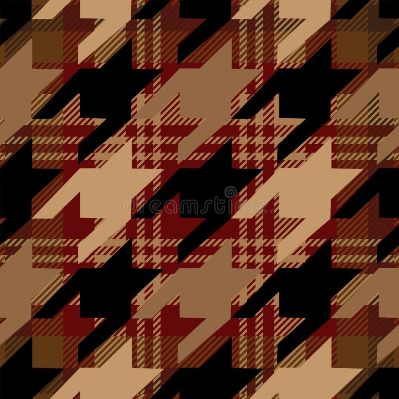 Brown Houndstooth Pattern Patchwork Fabric Swatch Stock Vector - Illustration of print, style ...