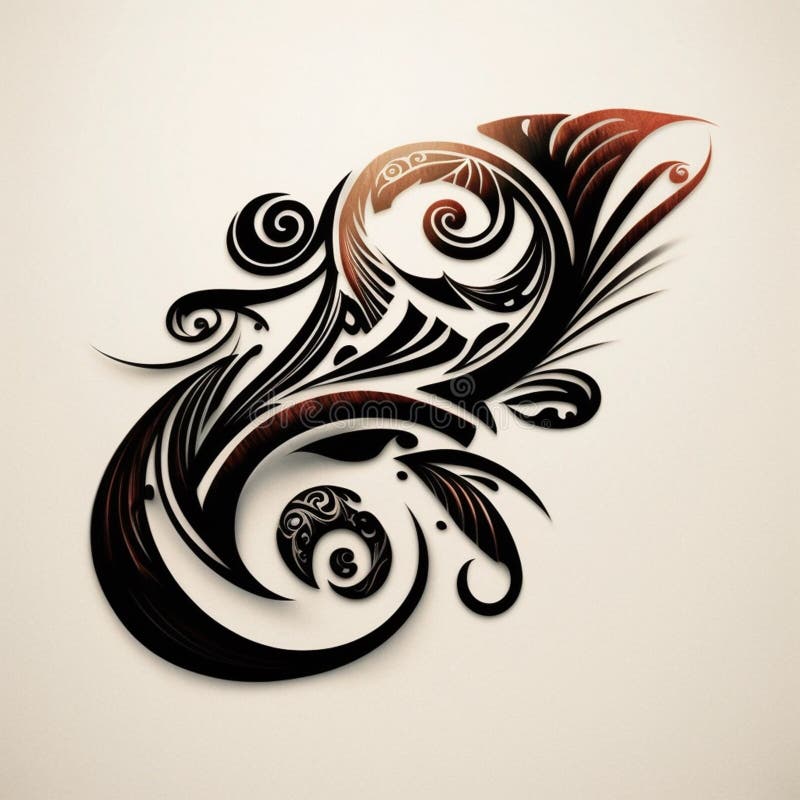 Red maori pattern drawing stock illustration. Illustration of fine ...