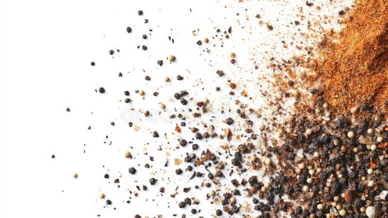 Black and Brown Spices Scattered on White Background Stock Illustration ...