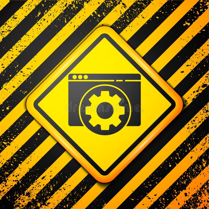 Black Browser Setting Icon Isolated on Yellow Background. Adjusting ...