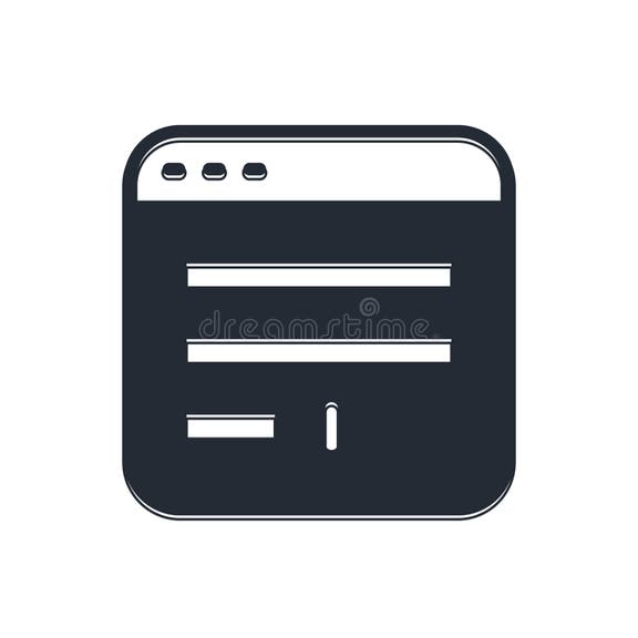 Black Browser Window Icon Isolated on White Background. Vector Stock ...
