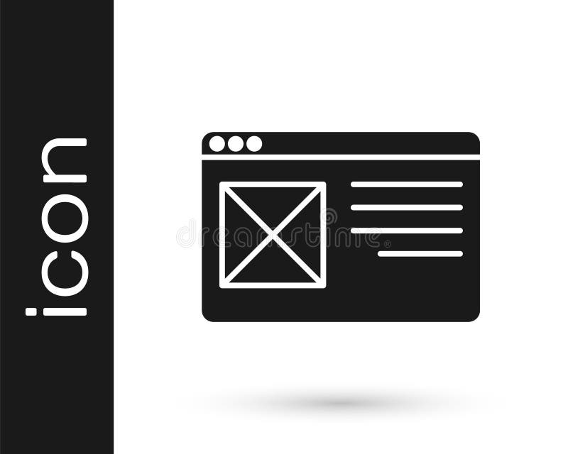 Black Browser Window Icon Isolated on White Background. Vector Stock ...