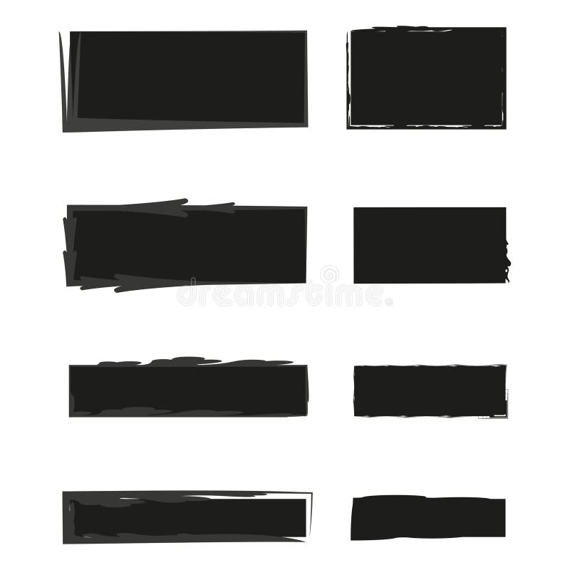 Black Brush Rectangles in Hand Drawn Style. Vector Illustration Stock ...