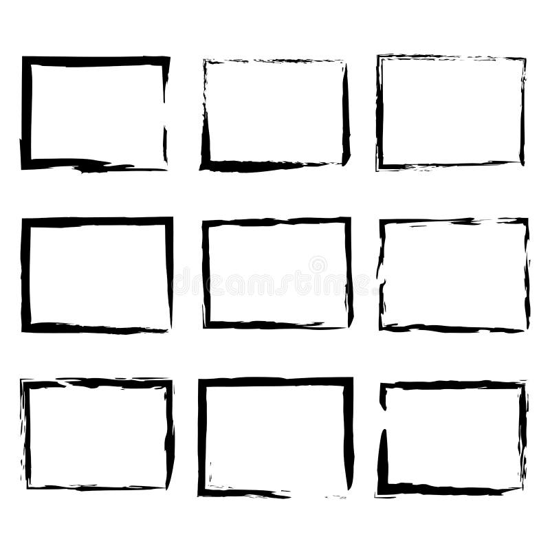 Black Brush Rectangular Frames. Shape Background. Brush Texture. Vector ...