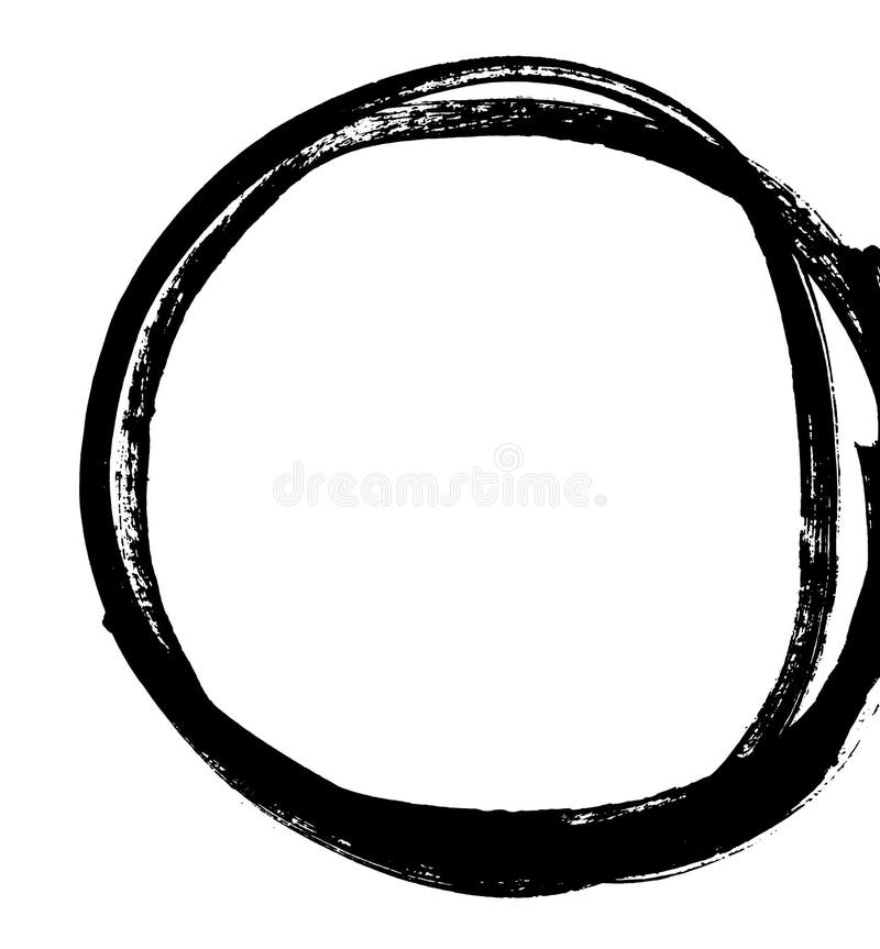 Black Brush Stroke in the Form of a Circle. Drawing Created in Ink ...