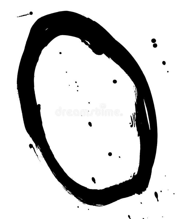 Black Brush Stroke in the Form of a Circle. Drawing Created in Ink ...