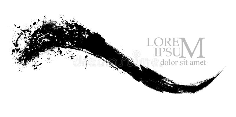 Black Brush Stroke. Ink Black Abstract Paint Stroke Background. Hand ...