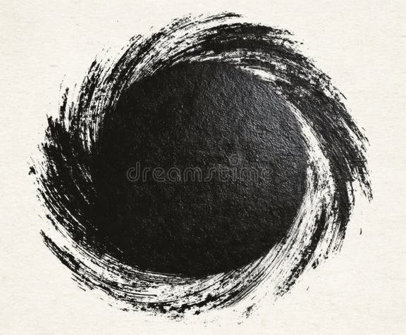 Black Brush Stroke Spinning Around Textured Circular Form, Generating ...