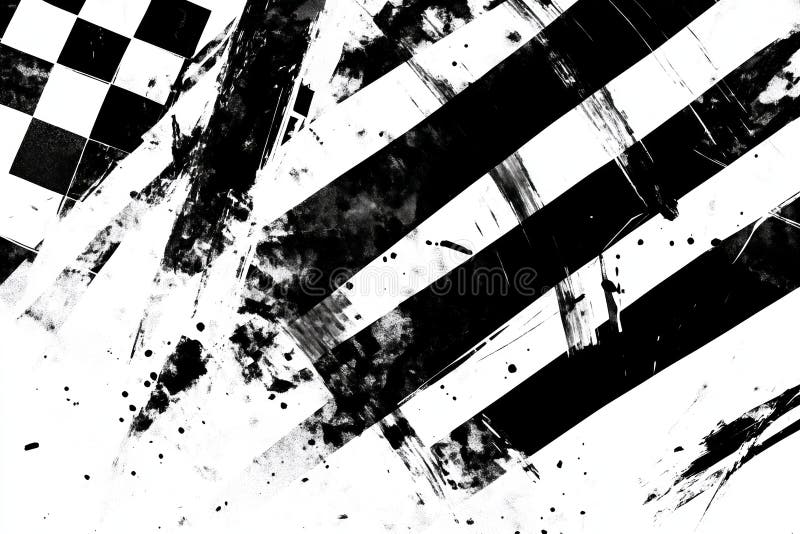Black and White Abstract Background with Stripes and Checkerboard ...