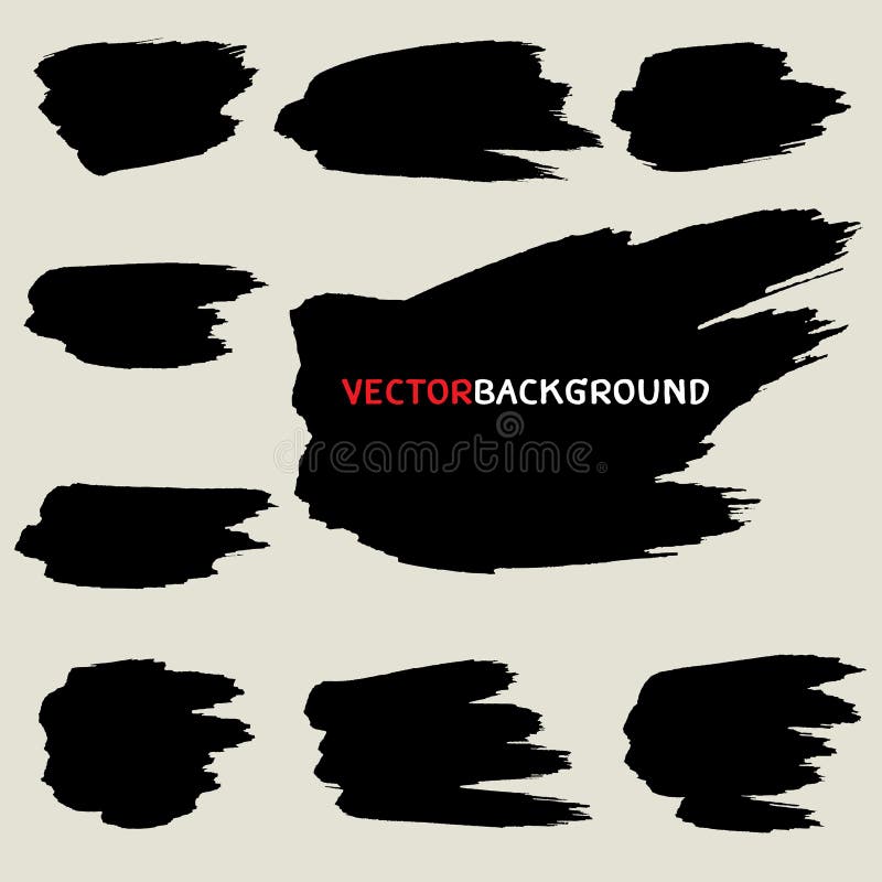 Black Brush Texture Background Set Stock Vector - Illustration of stain ...