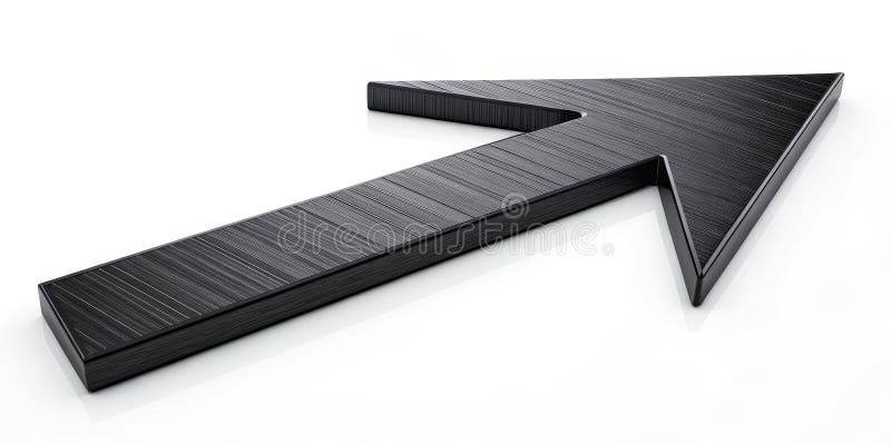 Black Brushed Metal Arrow 3D Render, Upward Direction, Progress, Growth ...