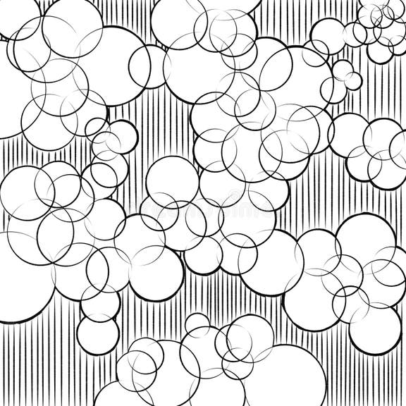 Black Bubble and Stripe Sketch Pattern on White Background Stock ...