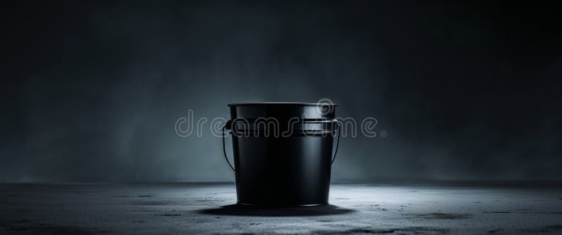 Black Bucket on a Dark Surface with Dramatic Lighting Effects Stock ...