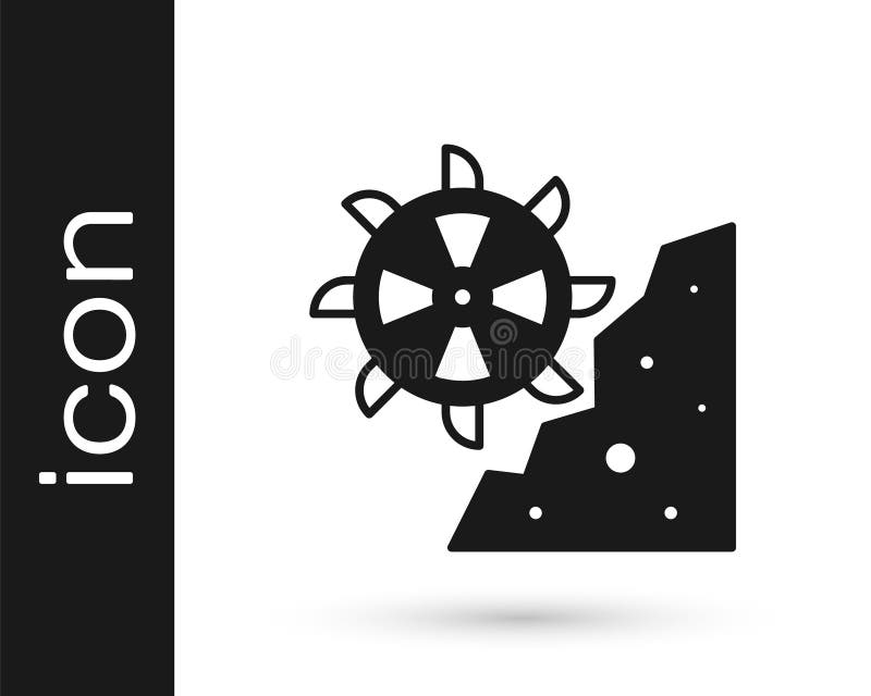 Black Bucket Wheel Excavator Icon Isolated on White Background. Vector ...