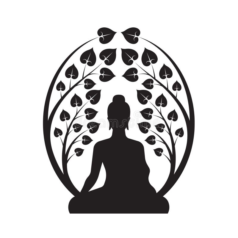 Black Buddha Meditation Under Bodhi Tree Stock Illustrations – 25 Black ...
