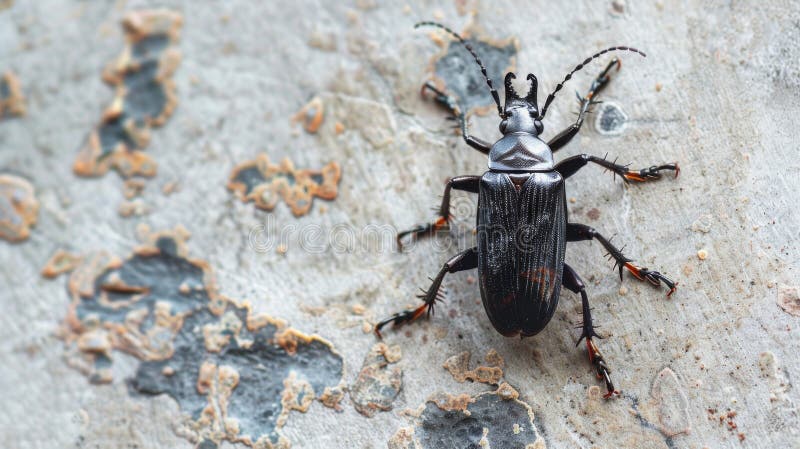 Black Bug Resting on Top of Rock Stock Photo - Image of wildlife ...