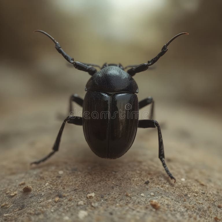 A Black Bug is Standing on a Rock Stock Illustration - Illustration of ...