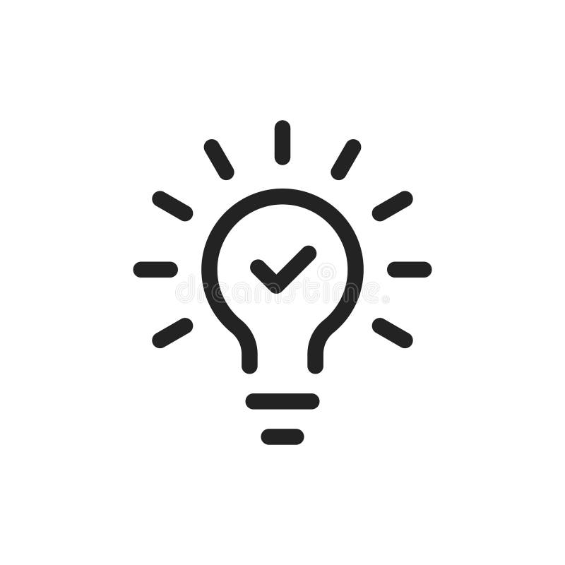 Black Bulb with Checkmark Like Quick Tip Icon Stock Illustration ...
