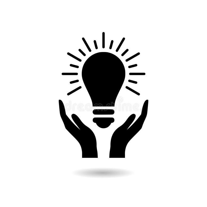 Hand Bulb Logo Design Isolated on White Background Stock Vector ...