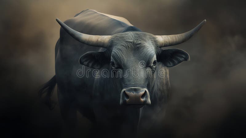 Black bull, AI generated stock illustration. Illustration of head ...