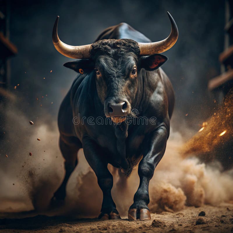 Black Bull Charging Generative Ai Stock Illustration - Illustration of ...
