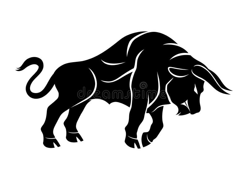 Black bull sign. stock vector. Illustration of vector - 173316161