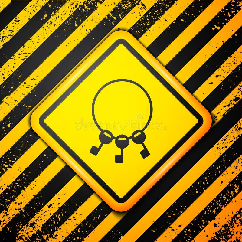 Black Bunch of Keys Icon Isolated on Yellow Background. Warning Sign ...