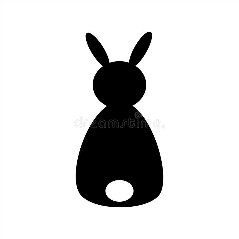 Black Bunny Icon. Rabbit Vector Silhouette. Cute Oval Shape. Simple ...