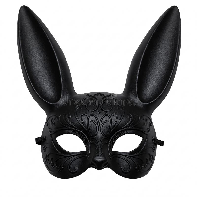 Black Bunny Mask with Long Ears, Isolated on a White Background Stock ...