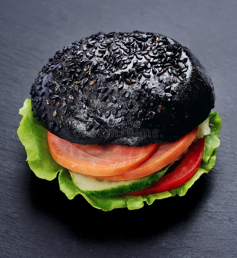 Black burger stock photo. Image of hamburger, bread, fresh - 79780734