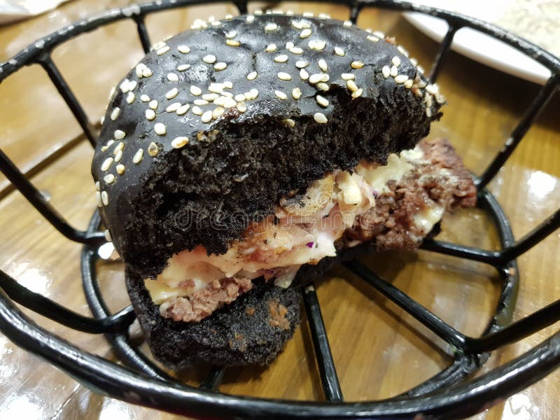Black burger stock image. Image of fastfood, yummy, buns - 103866307