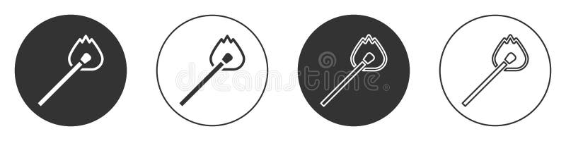 Black Burning Match with Fire Icon Isolated on White Background. Match ...