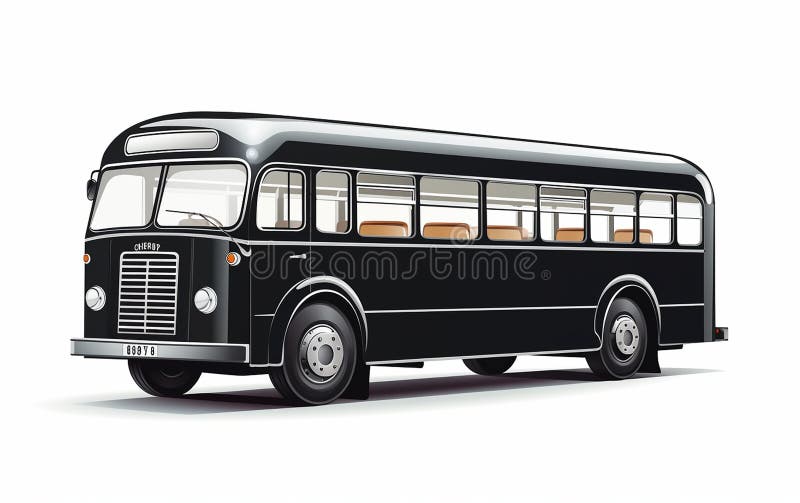 "a Black Bus on a White Background -Generative Ai Stock Illustration ...