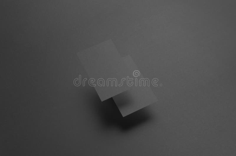 Black Business Card Mock-Up (85x55mm) - Two Floating Overlapping Cards ...