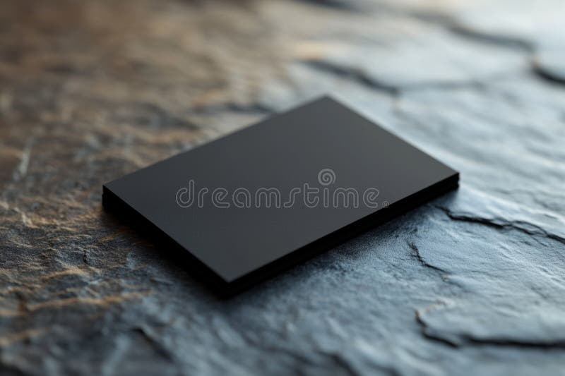 Black Business Card Placed on a Stone Surface, Representing Modern and ...