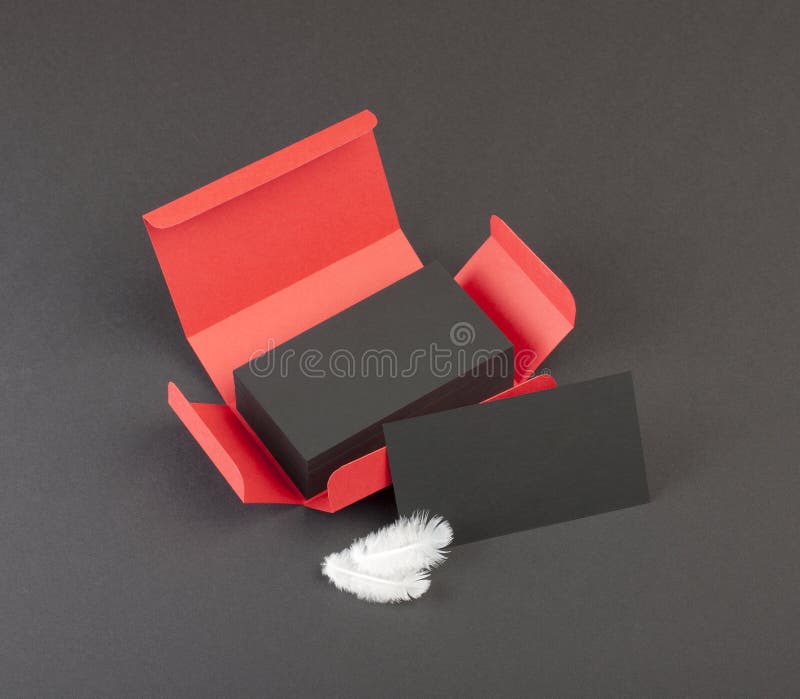 Black Business Cards in the Red Box. Stock Image - Image of corporate ...