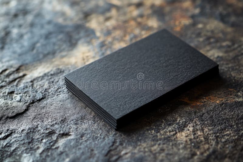 Black Business Cards with a Textured Surface Lie on a Stone Background ...