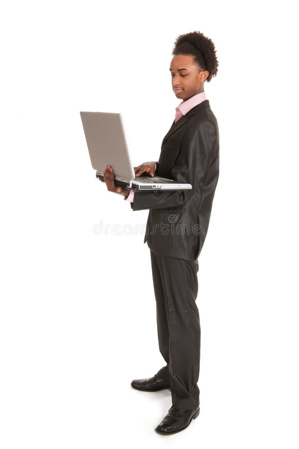 Black Business Man With Tablet PC Stock Photo - Image of blue ...
