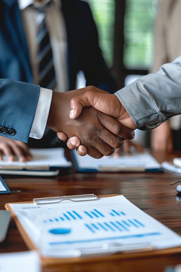 Black Business Professionals Shaking Hands Over Office Table with ...