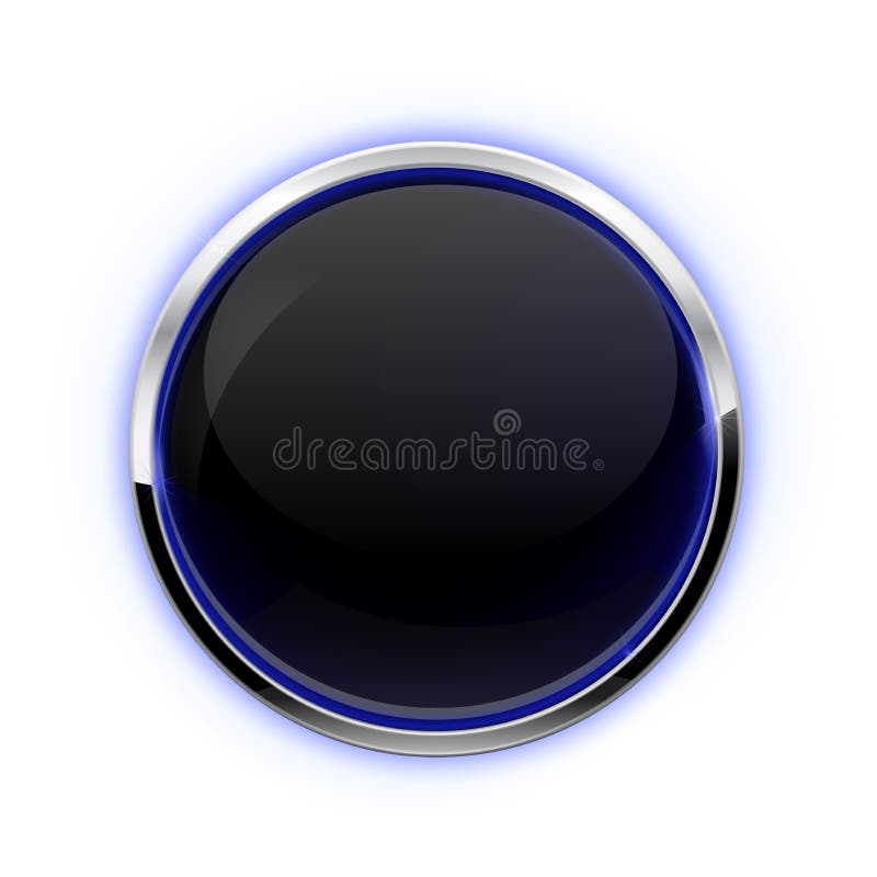Glass Blue Shiny 3d Button with Metal Frame Stock Vector - Illustration ...