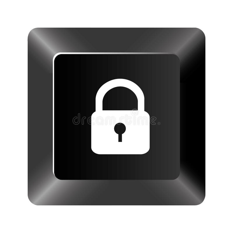 Black button lock icon stock illustration. Illustration of safe - 88125380